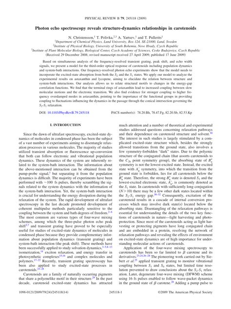 Pdf Photon Echo Spectroscopy Reveals Structure Dynamics Relationships