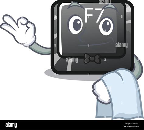 Waiter F7 Button Installed In Computer Cartoon Stock Vector Image And Art
