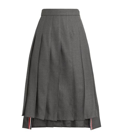 Womens Thom Browne Grey Pleated Midi Skirt Harrods UK