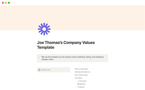 Company Values Hub Template Notion Marketplace