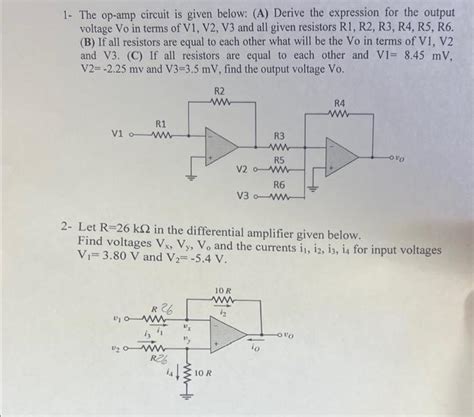 Solved 1 The Op Amp Circuit Is Given Below A Derive The