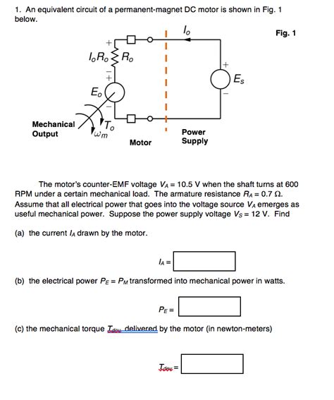Solved 1 An Equivalent Circuit Of A Permanent Magnet Dc