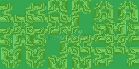 Abstract Green Gold Stripe Line Geometric Circle Background Water Wave Pattern Retro Styled