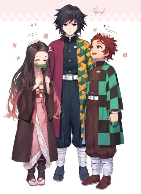 Nezuko Tanjirou And Giyuu Kimetsu No Yaiba By Rupinesu