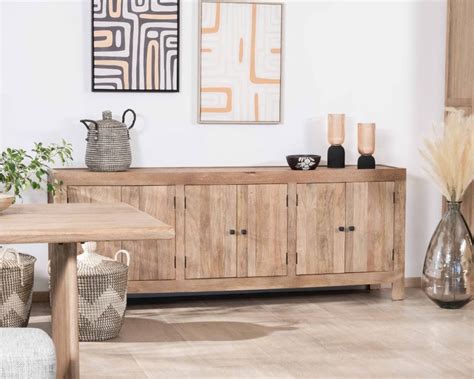 Enfilade En Manguier Massif Finition Sable 6 Portes Maestro 9658