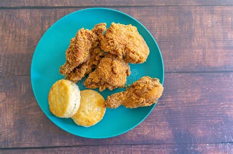 Deep Fried Chicken With Biscuits Ready To Eat Stock Image Image Of
