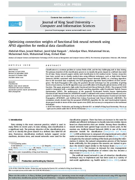 Pdf Optimizing Connection Weights Of Functional Link Neural Network