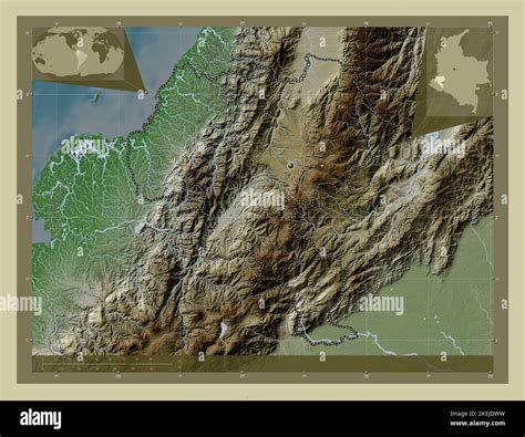 Cauca Department Of Colombia Elevation Map Colored In Wiki Style With