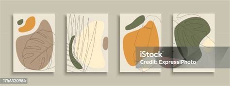 우아한 자연 커버 템플릿 플래 카드 브로셔 배너 전단지 등의 세트 컬러 빈티지 배경 엽서 포스터 초대장 태그 나뭇잎과 모양을 그리는 패션 카드 0명에 대한 스톡 벡터 아트