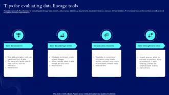 Tips For Evaluating Data Lineage Tools Data Lineage Techniques IT PPT