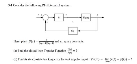solved 5 1 consider the following pi pd control system tu