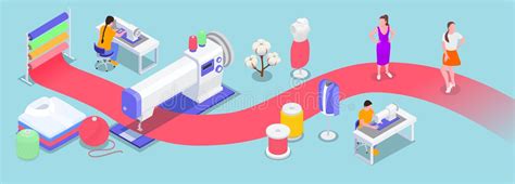Textile Production Facilities Set Stock Vector Illustration Of