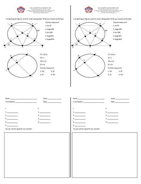 Practice Test Circles Pdf Euclidean Geometry Elementary Geometry