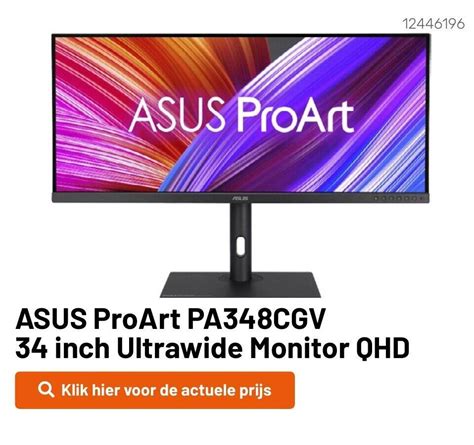 ASUS ProArt PA348CGV 34 Inch Ultrawide Monitor QHD Aanbieding Bij