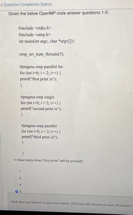 Solved Given The Below Openmp Code Answer Questions 1 5