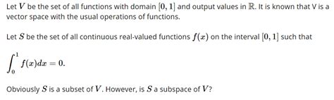 Solved Let V Be The Set Of All Functions With Domain 0 1 Chegg Com