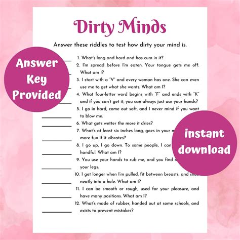 Dirty Minds Game Modern Minimal Dirty Riddles Bachelorette Party
