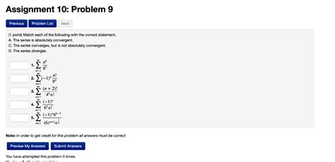solved assignment 10 problem 9 previous problem list next