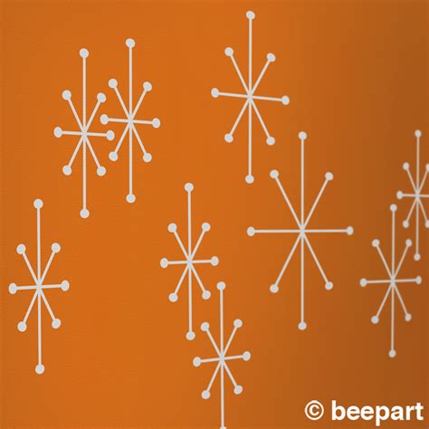 Atomic Starbursts Wall Decals Mid Century Modern Stars Vintage Style Wall Art Mcm Atomic