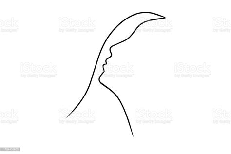 연속 라인 설정 얼굴과 헤어 스타일의 드로잉 패션 컨셉 여자 아름다움 미니 멀 T 셔츠에 대 한 벡터 일러스트 레이 션 슬로건