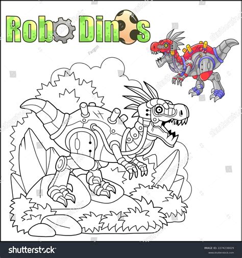 Cartoon Robot Dinosaur Coloring Book Stock Vector Royalty Free