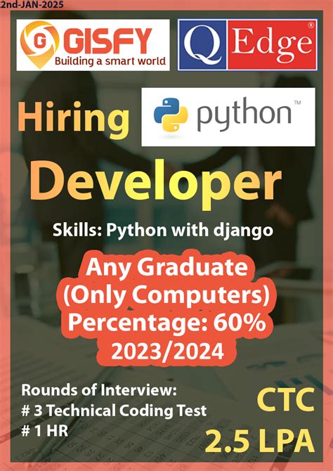 Hiring For Python Developer Gisfy Jan Qedge Technologies
