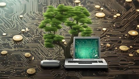 Premium Photo A Computer With A Tree On The Screen And A Mouse Next To It