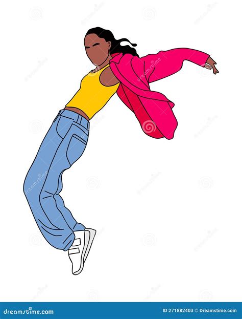 Girl Dancing Street Dance In Urban Hip Hop Style Stock Vector