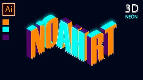 Texto 3d Isométrico Con Efecto Neón En Illustrator Isometric Text 3d