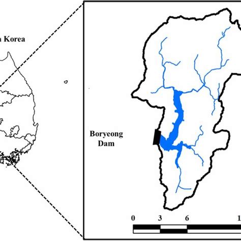 Location Of The Boryeong Dam Basin And The Basin Shape Download