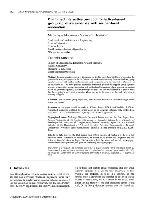pdf combined interactive protocol for lattice based group signature