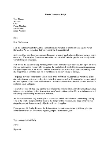 Judge Letter Template