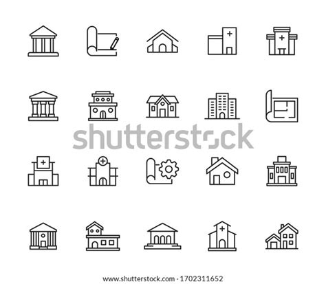 Big Set Architecture Line Icons Vector Stock Vector Royalty Free