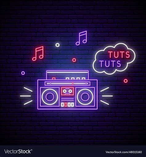 Retro Tape Recorder Neon Sign Glowing Neon Vector Image