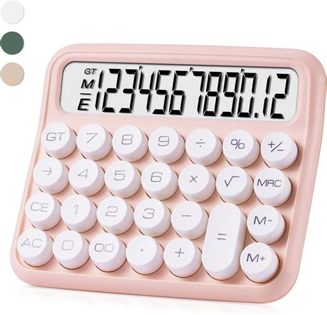 GUDTEKE Pink Calculator 12 Digit Large LCD Display Office Calculator