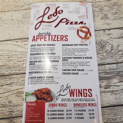 Ledo Pizza Menu Updated 2026