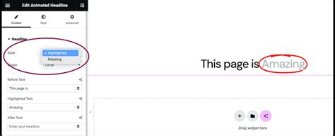 Animated Headline Widget Elementor