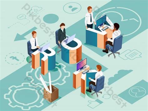 Workplaces Business Office Isometric Vector Graphic Element Png Images
