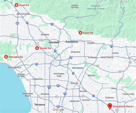 How Close Are The Los Angeles Wildfires To Disneyland Resort The