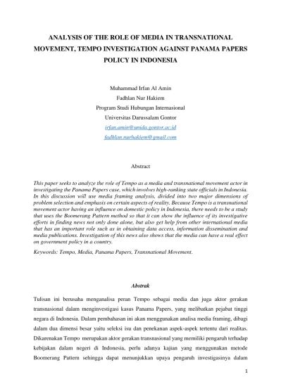 Analysis Of The Role Of Media In Transnational Movement Tempo