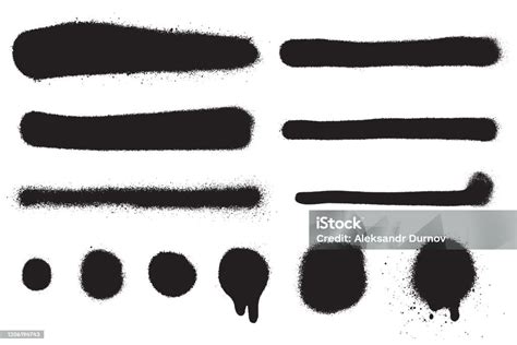 벡터 스프레이 페인트 튀김 흰색 배경에 격리 설정합니다 에어로졸 페인트 스트로크와 검은 색의 반점 그런 지 텍스처 효과 그래피티 브러쉬 컬렉션 설계를 위한 요소입니다