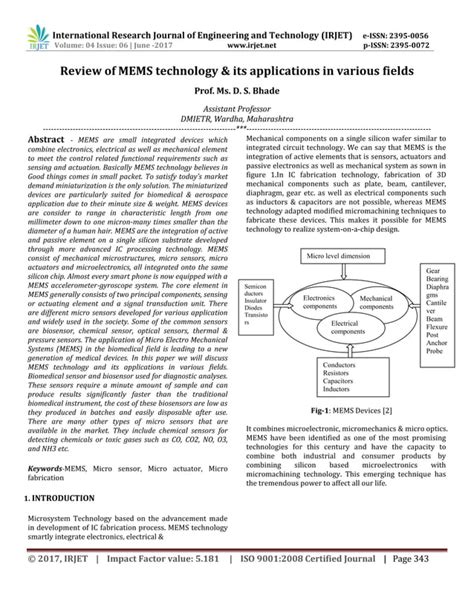 Review Of Mems Technology And Its Applications In Various Fields Pdf