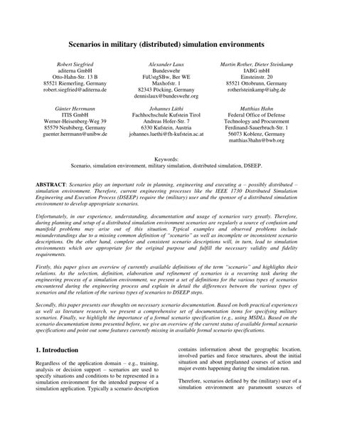 PDF Scenarios In Military Distributed Simulation Environments