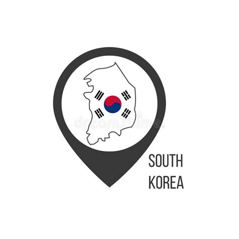 Map Pointers With Contry South Korea South Korea Flag Stock Vector