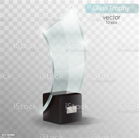유리 트로피 수상입니다 벡터 일러스트 투명 한 배경에 고립입니다 현실적인 3 차원 개체입니다 트로피에 대한 스톡 벡터 아트 및 기타 이미지 Istock