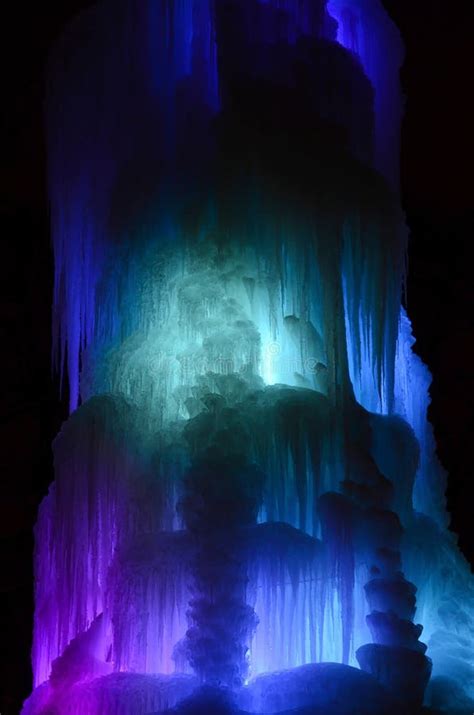 Large Blocks of Ice Frozen Waterfall or Cavern Background Stock Photo ...