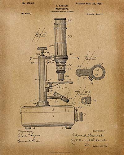 Microscope Patent Wall Art Decor Set Of 2 Vintage Prints Ideal For
