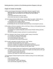 Reading Questions Chapter Gender And Sexuality Docx Reading Questions A Selection Of The