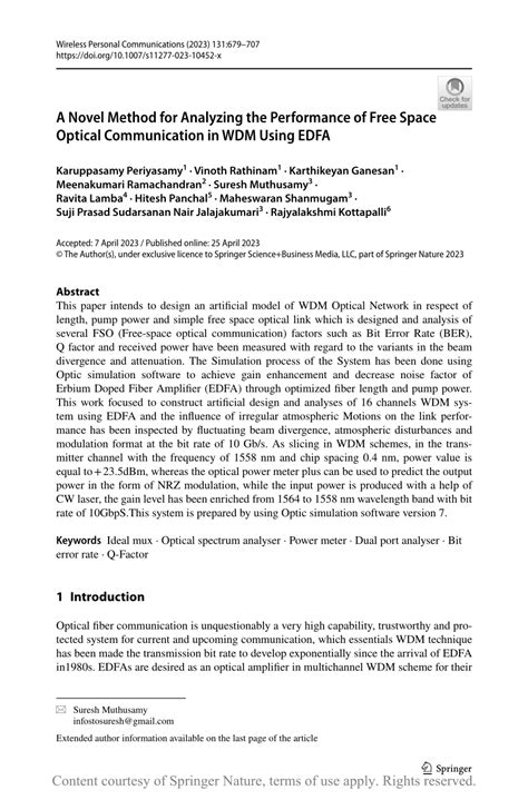 A Novel Method For Analyzing The Performance Of Free Space Optical