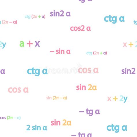 seamless pattern with mathematical formulas and numbers algebra and